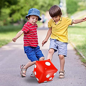 11.8" Jumbo Inflatable Dice, 2pack Outdoor Fun Giant Inflatable Dice Set and 12mm 10pcs Dice for Indoor and Outdoor Broad Game, Ludo and Pool Party (Red)