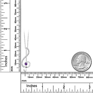 Gem Stone King 925 Sterling Silver Treble Clef Purple Amethyst Pendant Necklace Music Note Jewelry Gift For Women By Keren Hanan (0.29 Cttw, with 18 Inch Silver Chain)