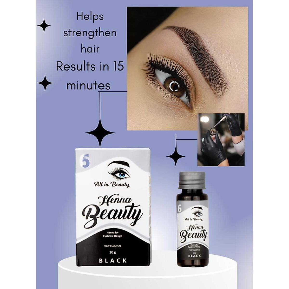 All in Beauty Henna for Brow Coloring and Tinting, Made from Natural and Harmless Ingredients, Tint your Brows, Long Lasting and Waterproof (Medium Brown)