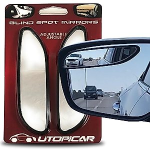 Utopicar Long Blind Spot Car Mirror - Aesthetic Convex Blindspot Mirrors, Engineered Design for Side Mirror (Blindspot), Up/Down Adjustable Car Blind Spot Mirror, Rear View Blind Spot Mirrors (2 Pack)