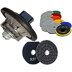 Diamond Profile Wheel B5 Router Bit Grinding Wheel Half or Radius Bullnose 5 mm 3/16" Final Glaze Buff 4" Polishing Pad 8 Pieces Granite Marble Concrete Travertine Quartz