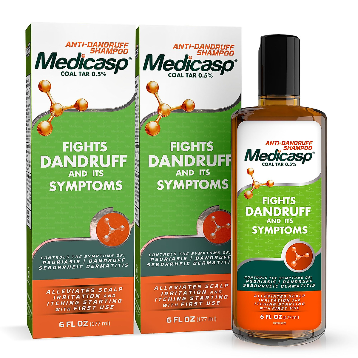 Medicasp Coal Tar Gel Anti Dandruff Shampoo, Treats Seborrheic Dermatitis & Psoriasis, Formulated for Dry, Flaky & Itchy Scalp Treatment, for Women & Men, 6 Ounce (Pack of 2)