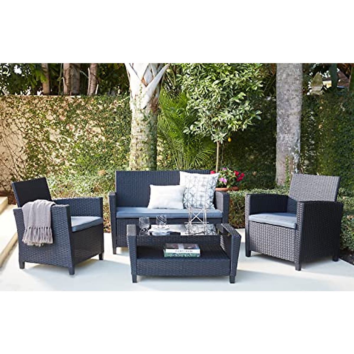Cosco Outdoor Living 88529BGYE Malmo Patio Set, Black