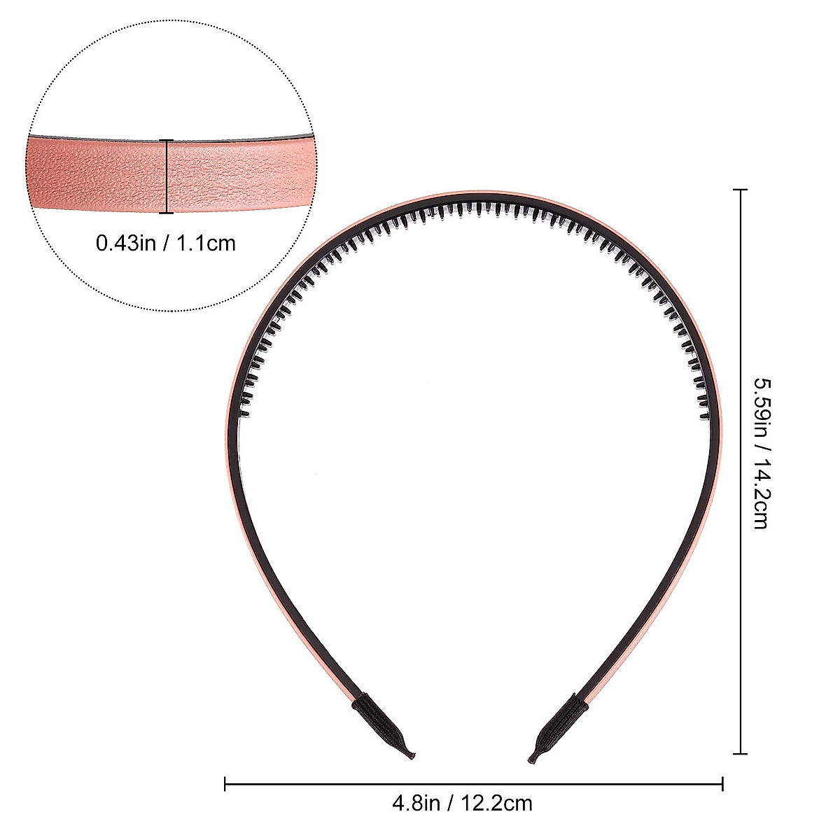 WILLBOND 6 Pieces Skinny Leather Covered Headband Plastic Skinny Headband Hair Loop Clasp Hairbands Solid Simple Headband for Women(1.1 cm,Matte Pink, Wine Red, Navy Blue, Coffee, Black and Grey)