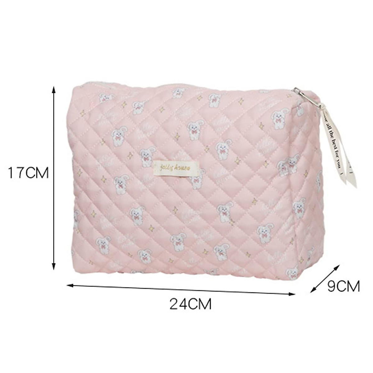 JQWSVE Kawaii Coquette Makeup Bag Cute Cosmetic Bag Aesthetic Floral Makeup Pouch Travel Toiletry Bags for Women Kawaii Stuff