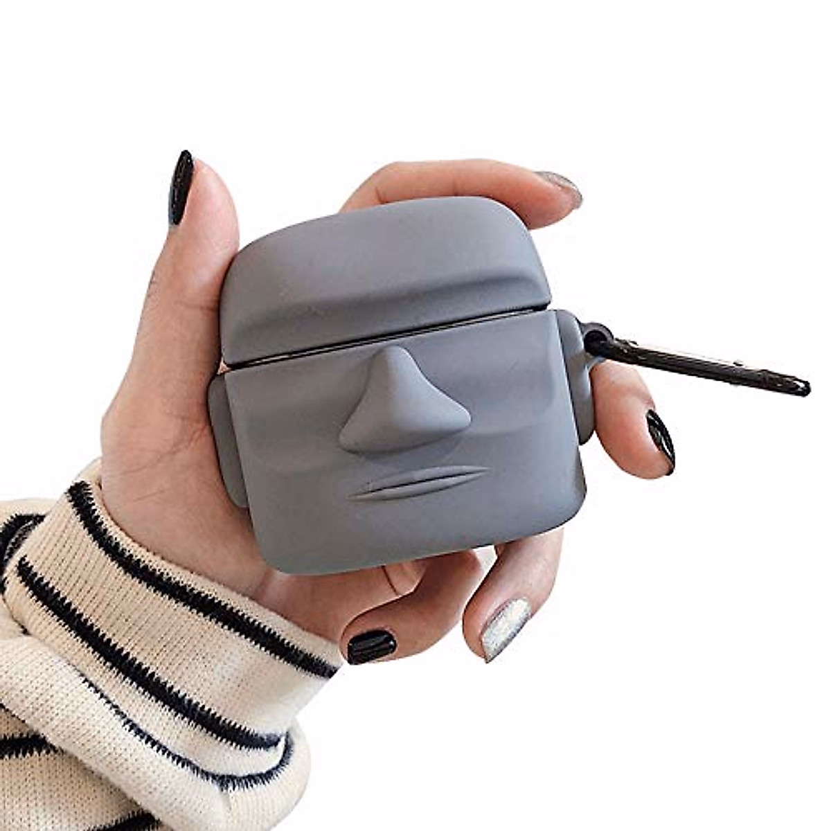 BONTOUJOUR Case Compatible with AirPods Pro, Creative Art Style Man Stone Status Shape Case, Stylish Soft Silicone Earphone Protection Skin for AirPods Pro +Hook