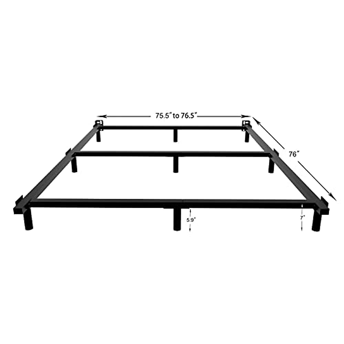 AMOBRO Bed Frame King Size, Easy Assembly Metal King Bed Frame for Boxspring and Mattress, 7 Inchs Heavy Duty 9 Legs Support Base Tool-Free