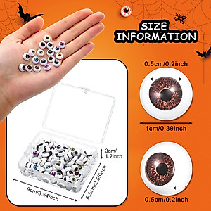 60 Pieces Halloween Eyeballs Props Plastic Scary Fake Eyeballs Party Decoration Eyeballs Halloween Decorative Eyes Horror Props with Clear Storage Box for Halloween Trick Party or Decor, 10 Colors