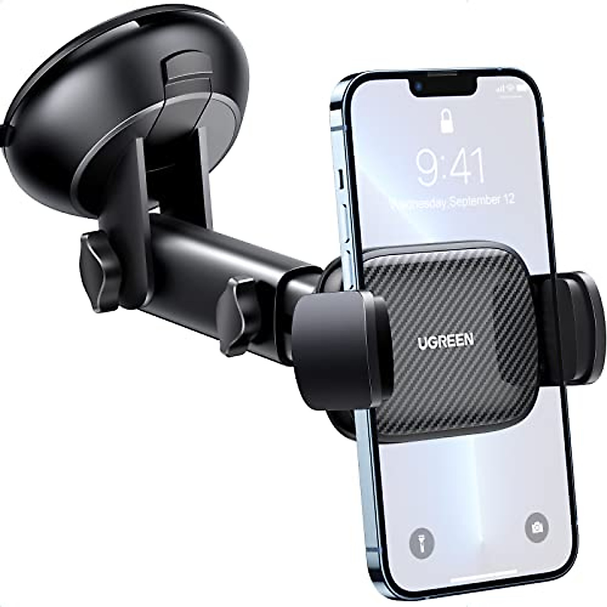 UGREEN Car Phone Holder Mount Suction Cup Windshield Window Dashboard Cell Phone Holder Universal Compatible with iPhone 14 13 Pro Max, iPhone 12 11 Plus SE XS XR 8 7 6 6S Smartphone Car Accessories