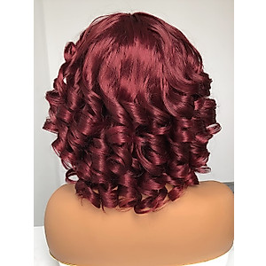 ANNIVIA-X Short Afro Curly Wigs with Bangs for Women Kinky Curly Hair Wig Big Bouncy Fluffy Curly Wig(Bug)