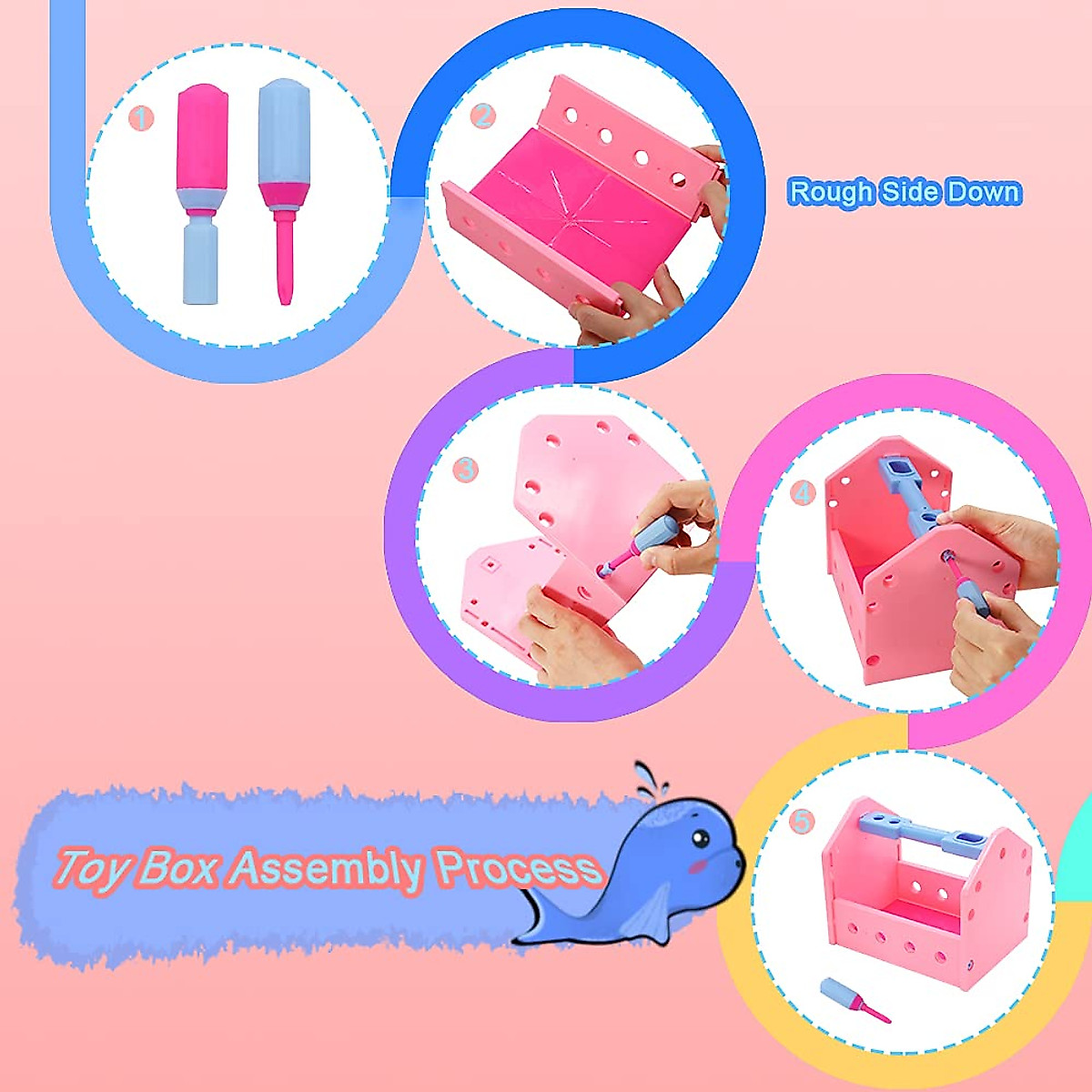 Magic4u Toy Tool Set Girl Pretend Play Construction Tool Accessories Tool Toys with Hat Tool Box Tape Measure Toy Electric Drill Hammer