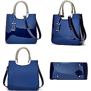 ZiMing Top Handle Handbags for Women Shiny Patent Leather Purses Square Satchel Stylish Zipper Evening Bags Shoulder Crossbody Bag-Red