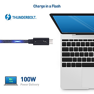 Cable Matters [Intel Certified] 40Gbps Active Thunderbolt 4 Cable 6.6 ft with 100W Charging and 8K Video - Fully Compatible with USB C/USB-C, USB 4 / USB4, and Thunderbolt 3