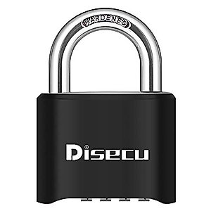 Disecu 4 Digit Heavy Duty Combination Lock Outdoor Waterproof Padlock 1.3 Inch Shackle for Gate, Fence, Gym Locker, Sports Locker (Black)