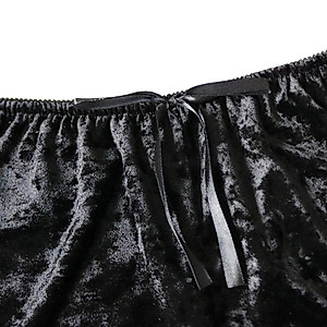 AWIBMK Women Lingerie Sexy Sets Velvet 2 Piece Outfit Spaghetti Strap Sleeveless Crop Top+ Mini Lace Trim Boy Shorts Babydoll Lingerie Pajama Set Sleepwear Nightwear Black 3XL