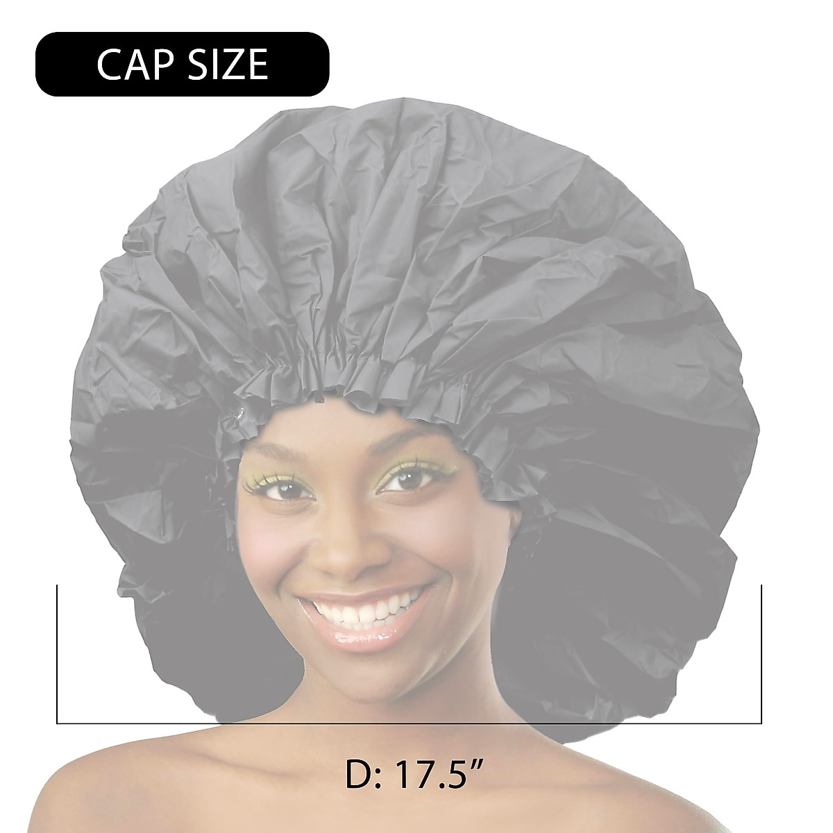 Donna Premium Collection Super Jumbo Shower Cap 2 Packs (Black)