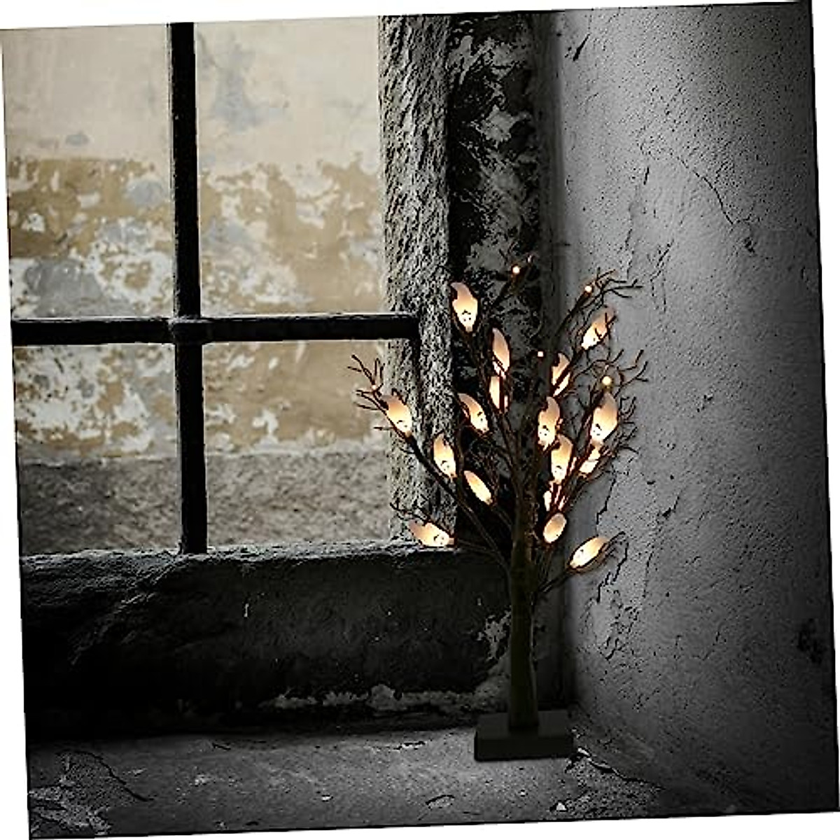 OSALADI 1pc Halloween Ghost Lights LED Decor Home Decoration Black Table Lamp Spooky Tree Glittered Creepy Table Lamp Birch Tree Battery Operated Stimulative Halloween Lights Night Light