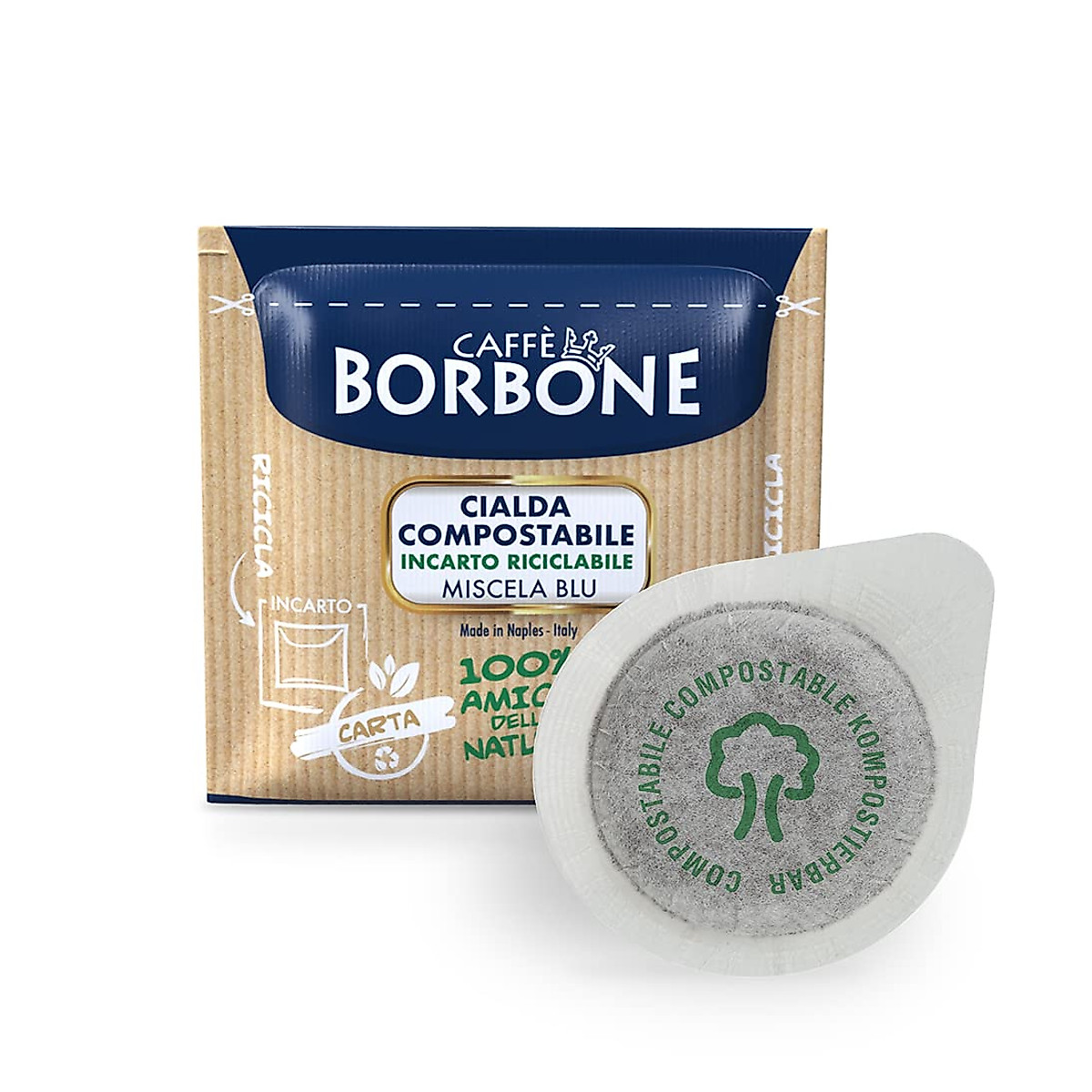 Caffe Borbone 150 Single Served Espresso Coffee Pods, Blue Blend with Refined Taste, Powerful Character and Intense Aroma, Roasted and Freshly Packaged in Italy