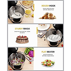 SHARDOR Stand Mixer, 6-Speed with Pulse Tilt-Head Food Mixer, Kitchen Electric Mixer with Dough Hook, Wire Whip & Beater, 4.8 QT Stainless Steel Bowl, Splash Guard, Black