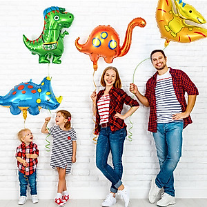 Dinosaur Balloons, 7 Pcs Baby Dinosaur Foil Balloons, Giant Dino Animal Mylar Balloons for Dinosaur Animal Birthday Party Decorations Baby Shower Gender Reveal