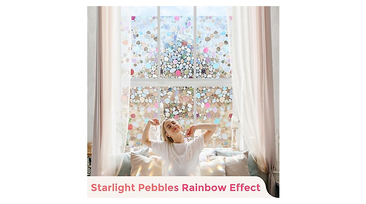 Rainbow Window Privacy Film 3D Stained Glass Window Decor UV Protection