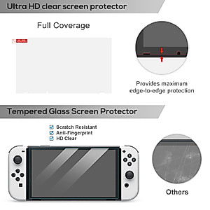 Accessories Bundle Compatible for Nintendo Switch OLED 2021, Essential Protection Kits with Carrying Case, Screen Protector, Cards Storage Case, Hand Grips, Cover for JoyCon & Thumb Grip Caps