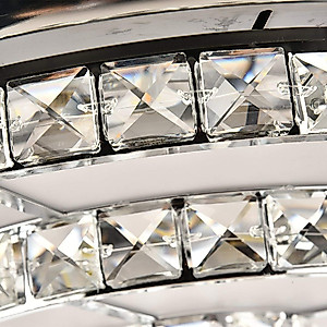 efperfect 42" Crystal Ceiling Fan with Light Retractable Blades Chrome Modern LED Chandelier Remote 3 Color Changes 3 Speeds Silent Ceiling Fans Lighting Fixture, LED Kits Included