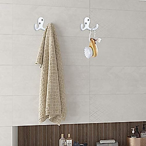 8 Pack Heavy Duty Double Prong Coat Hooks Wall Mounted with 16 Screws Retro Double Hooks Utility Hooks for Coat, Scarf, Bag, Towel, Key, Cap, Cup, Hat