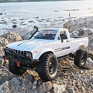 YIKESHU RC Crawler Offroad RC Truck 4x4 Remote Control Rock Crawler WPL C24-1 Pickup Trucks with Led Light, 2.4 Ghz 1/16 Scale All Terrain Car Brushed RTR Pickup for Adults