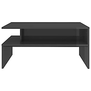 QJBSAVVA Coffee Table High Gloss Gray 35.4"x23.6"x16.7" Engineered Wood,Entrance Table Tray Tables Center Table Low Table Suitable for Meeting Rooms, Reception Rooms, Offices