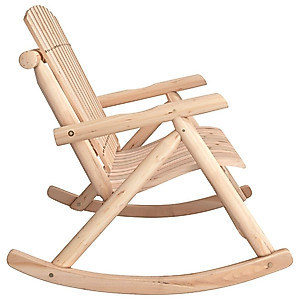 Makastle 2-Seater Outdoor Wood Rocking Chair, Rustic Rocker Single Chair Patio Chair, All Weather Wooden Seat Porch Rocker Chair for Lawn Garden, 48.4"x37.8"x40.2" Solid Wood Spruce