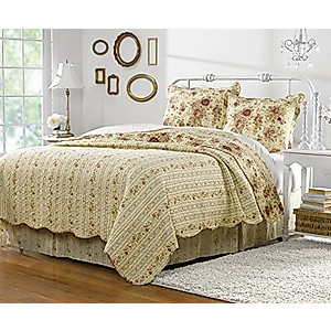Greenland Home Antique Rose Quilt Set, Full/Queen (5 Piece), Ecru