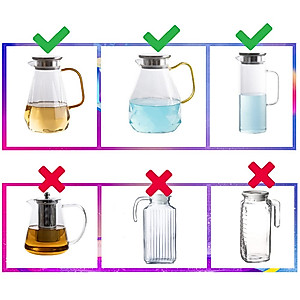 HONGYUNoH 2pcs Stainless Steel Glass Water Pitcher Lids Anti-Dust Splash Resistant Stoppers Covers with Drain for Beverage Carafe Pouring