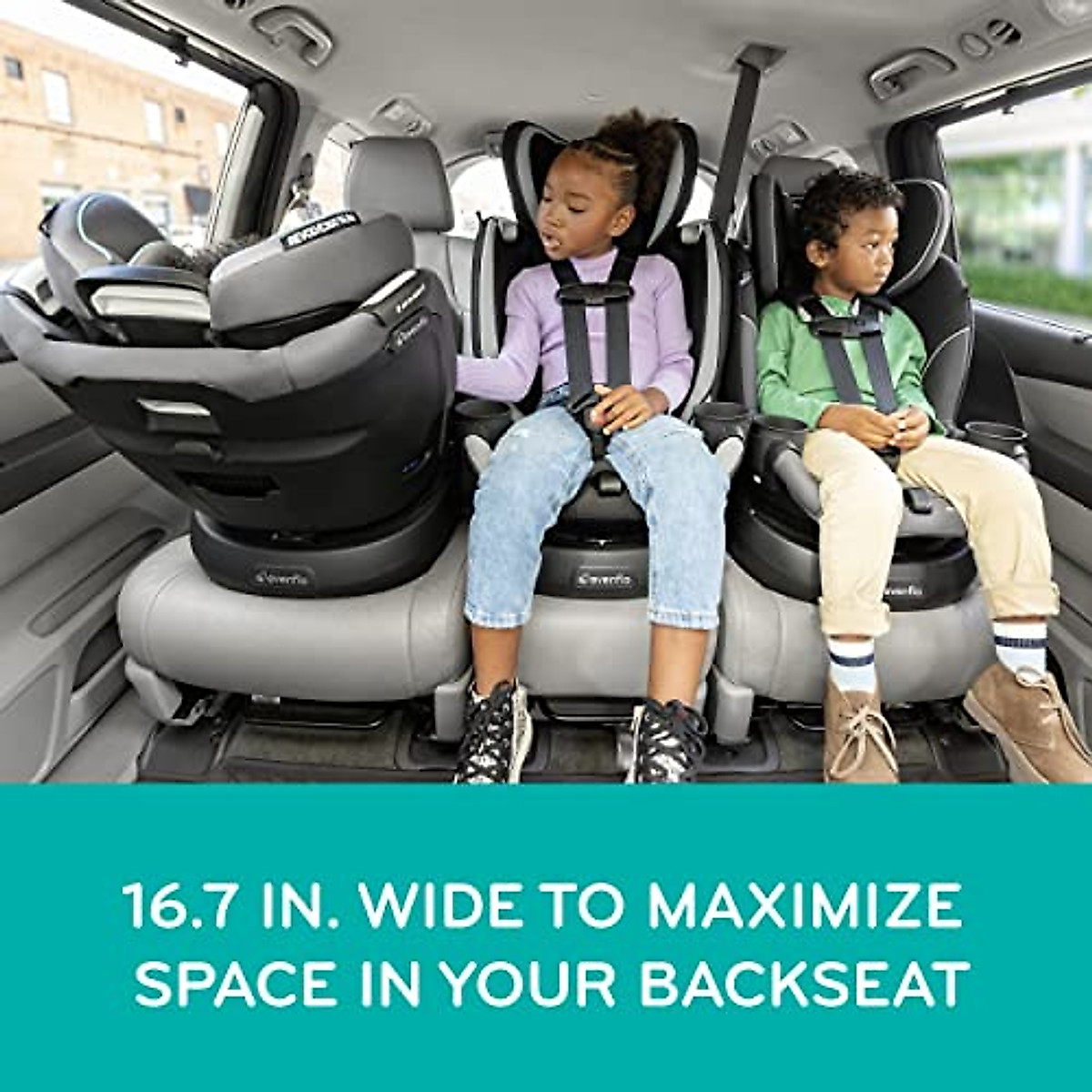 Evenflo Revolve360 Slim 2-in-1 Rotational Car Seat with Quick Clean Cover (Salem Black)