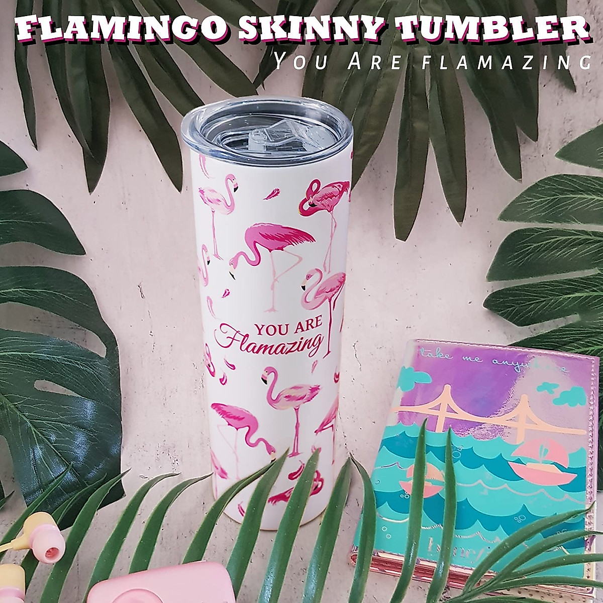 Flamingo Gifts for Women - Pink Insulated Double Wall Stainless Steel 20 Oz Coffee Cup Tumbler, Water Bottle, Drinking Glasses - Cute Inspirational Gift
