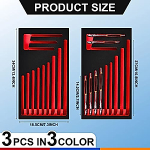 3 Pcs Foam Wrench Organizer Ratcheting Tool Tray Wrench Tool Box Organizer for Combination Storage, 3 Colors