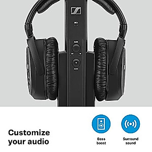 Sennheiser RS 175 RF Wireless Headphone System for TV Listening with Bass Boost and Surround Sound Modes,Black
