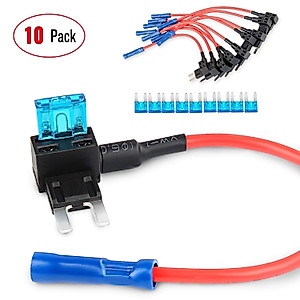 Nilight - 50034R 10 Pack 12V Car Add-A-Circuit Fuse Tap Adapter Mini Atm Apm Blade Fuse Holder with 120 PCS Mini Blade Fuse Assortment Kit (5, 7.5, 10, 15, 20, 25, 30) AMP for Cars,Trucks,Boats