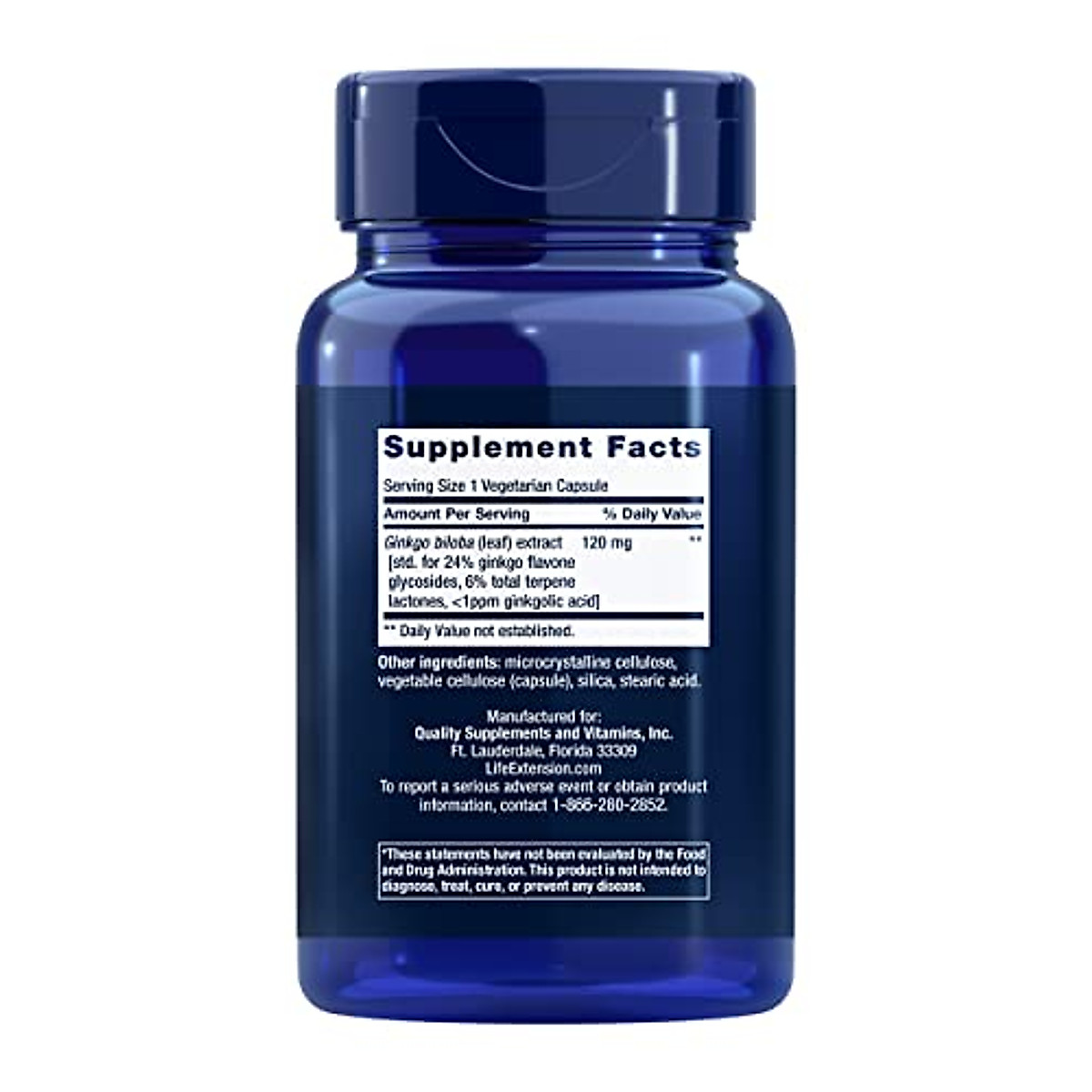 Life Extension Ginkgo Biloba Certified Extract™, 120 mg, helps maintain memory & cognition, gluten-free, non-GMO, vegetarian, 365 capsules