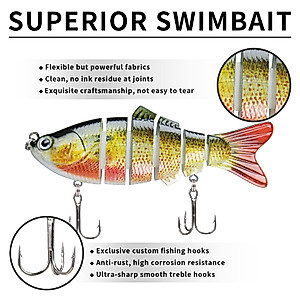 TRUSCEND Fishing Lures for Bass Trout Swimbaits for Bass Fishing Segmented Multi Jointed Swim Baits Slow Sinking Swimming Lures for Freshwater Saltwater Fishing Gear Lure Kit Fishing Gifts Plugs