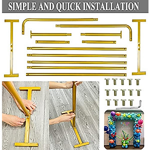 LANGXUN Heavy Duty White Metal Square Backdrop Stand Arch for Wedding Birthday Decoration, Graduation Decorations, Ceremony Reception, Event Party Supplies, Baby Shower Photo Booth Background Supplies