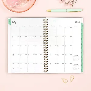 Blue Sky 2023-2024 Academic Year Weekly and Monthly Planner, 5" x 8", Frosted Flexible Cover, Wirebound, Laurel (144724)