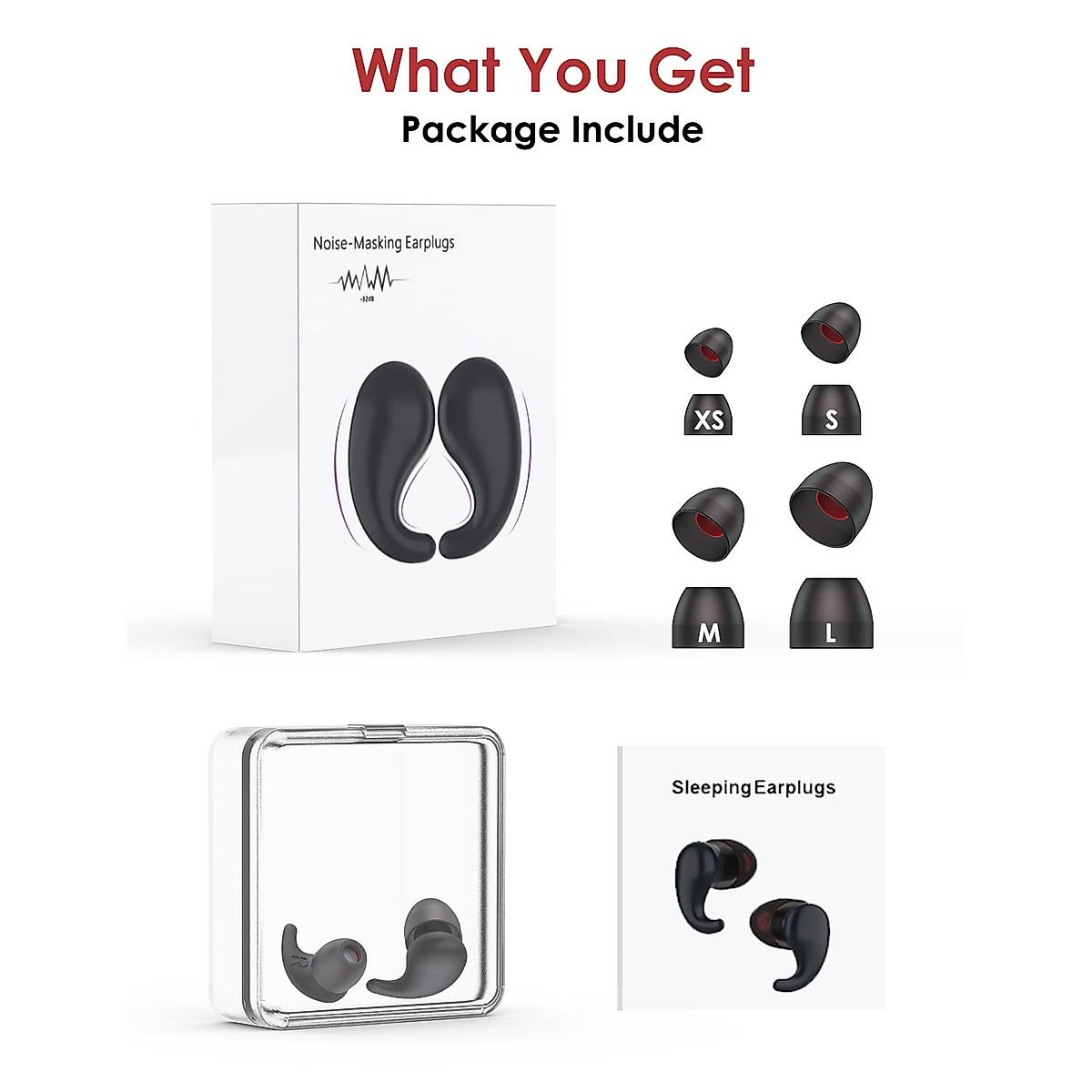 Vikela Sleeping Earplugs, Small Ear Plugs, Soft Earplugs for Sleep Snoring, Silicone Earplugs, Concert Earplugs, 2 Count (Pack of 1)