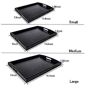 Set of 3 Wooden Serving Trays,Large Serving Trays,Serving Trays for Eating,Serving Tray with Handles,Breakfast Trays,Food Trays,Serving Tray for Ottomans
