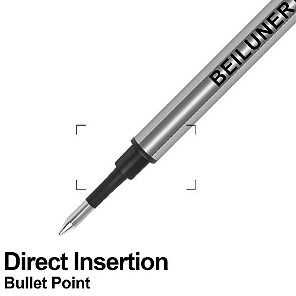 0.5mm Replaceable Refills Compatible for BEILUNER Luxury Wooden Ballpoint Pen Writing Set, Black Ink, direct insertion - 9 Pack