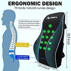 Lumbar Support Pillow for Office Chair and Car Seat Back Support Memory Foam Back Cushion for Lower Back Pain Relief, Lower Back pillow for Gaming Chair, Desk Chair with 3D Mesh Cover Adjustable Strap