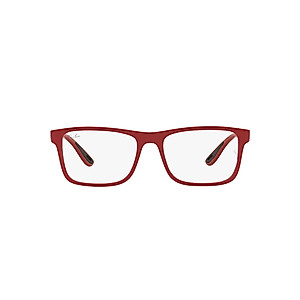 Ray-Ban RX7205M Scuderia Ferrari Collection Rectangular Prescription Eyewear Frames, Red/Demo Lens, 52 mm