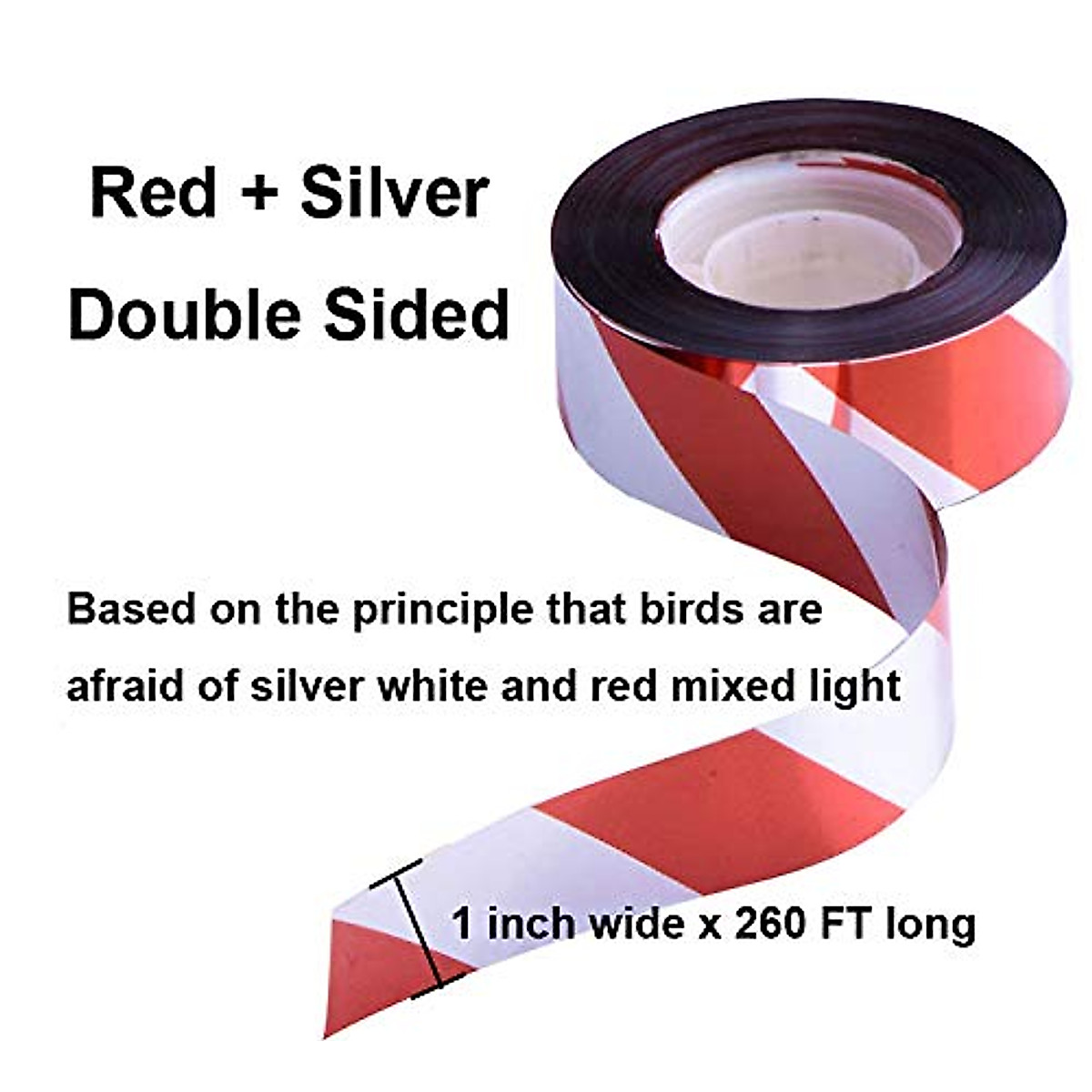 SUJAYU Bird Scare Tape, 2 Pack 1''x260FT Red Spiral Double Sided Repellent Deterrent Reflective Tape for Scaring Birds Away… (Red)