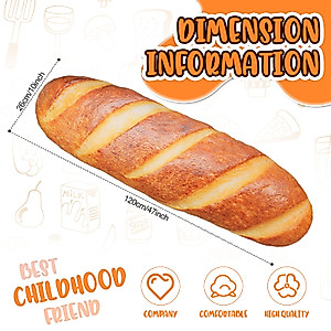 Yookeer 3D Simulation Bread Pillow 47.24 Inches Funny Food Pillow Giant Baguette Pillow Bread Body Plush Loaf of Bread Pillow Food Cushion for Valentine's Day Sleeping Decor
