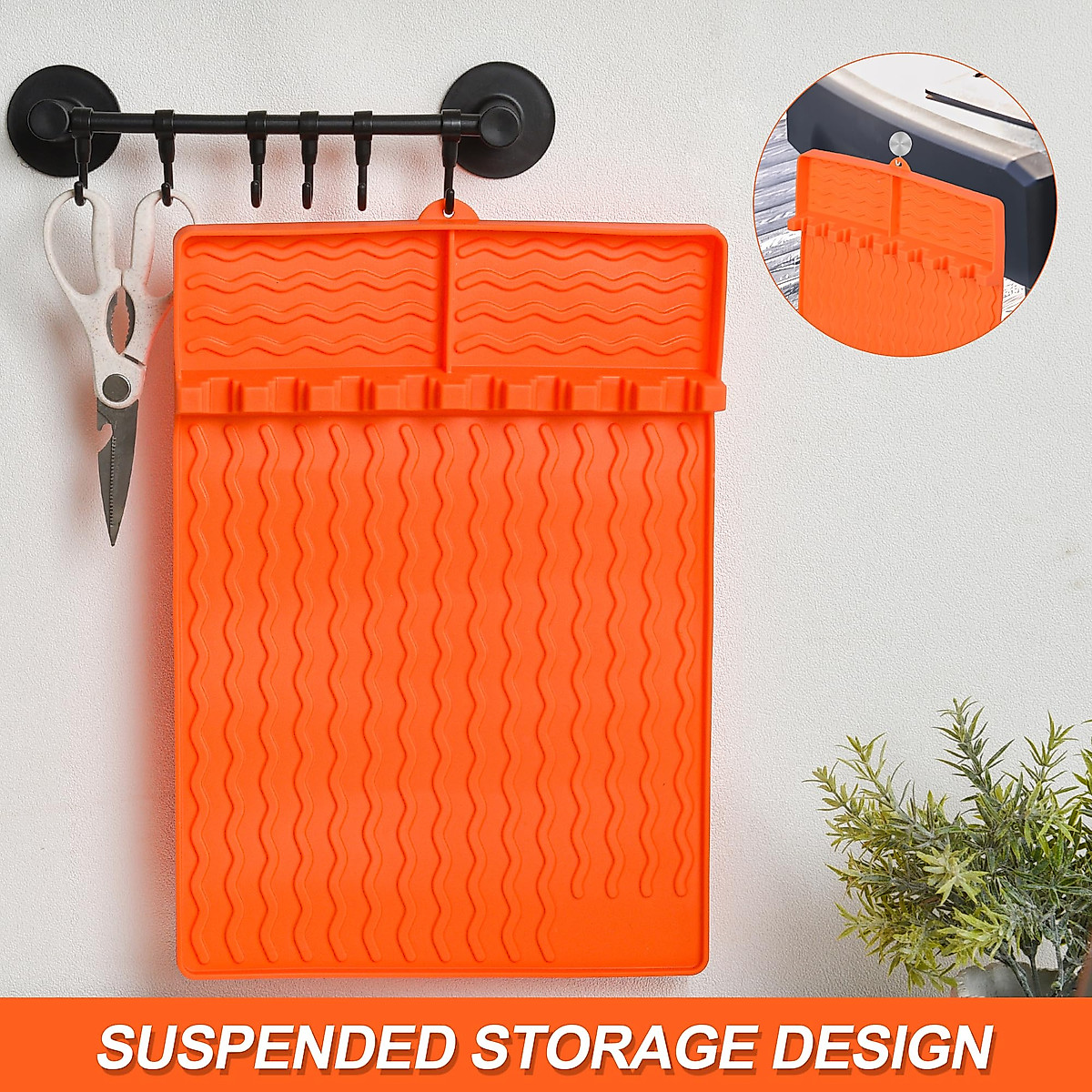 Silicone Griddle Tools Mat for Blackstone, Silicone Grill Mats for Outdoor Grill, Blackstone Silicone Mat, Food Grade Silicone Mat for Barbecue, Kitchen Collapsible Silicone Mat (Orange)